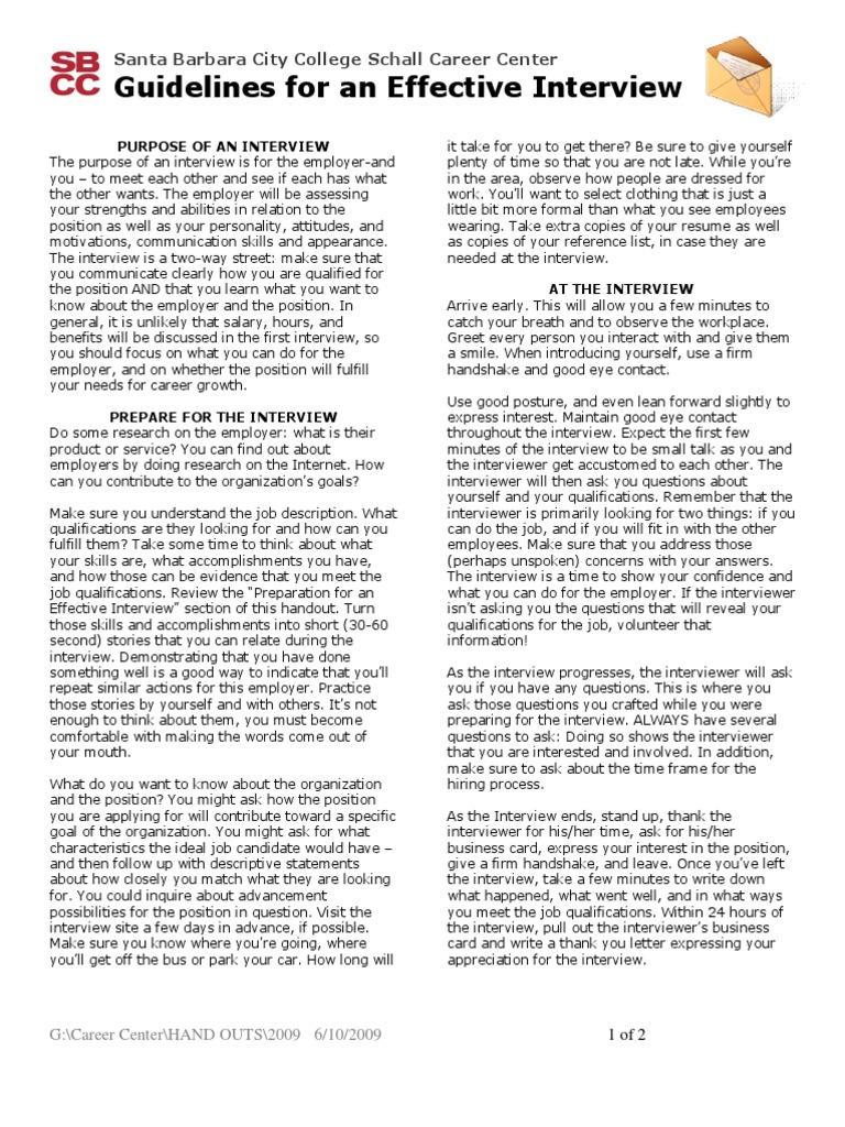 Guidelines For Effective Interview | PDF | Interview | Question