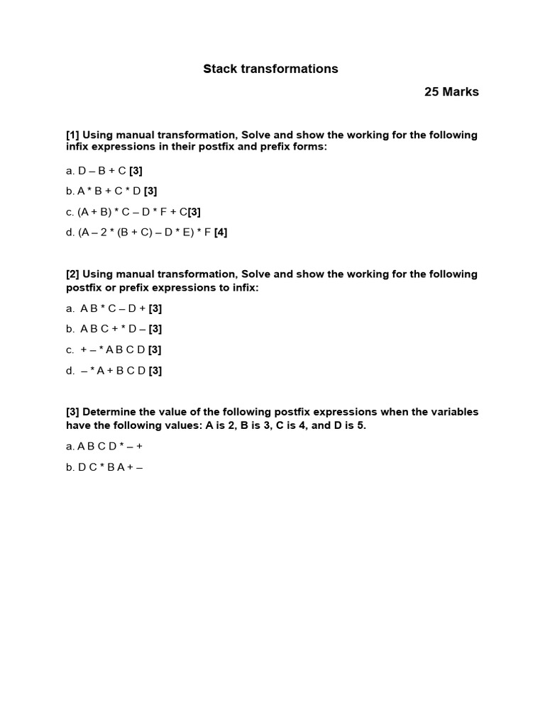 Stack Operation Class Activity | PDF