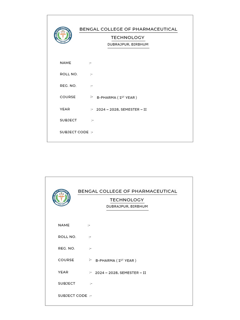 Bcpt New Practicaal Front Page | PDF