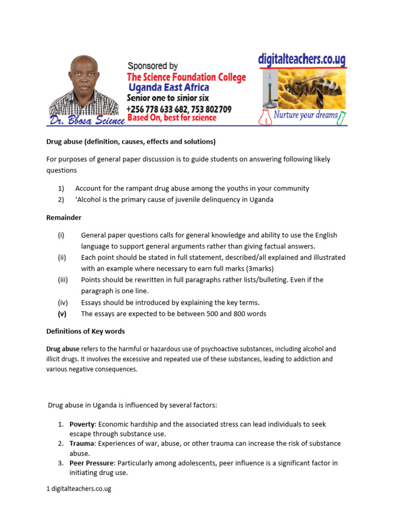Causes and Solutions of Drug Abuse | PDF | Substance Abuse | Mental Health