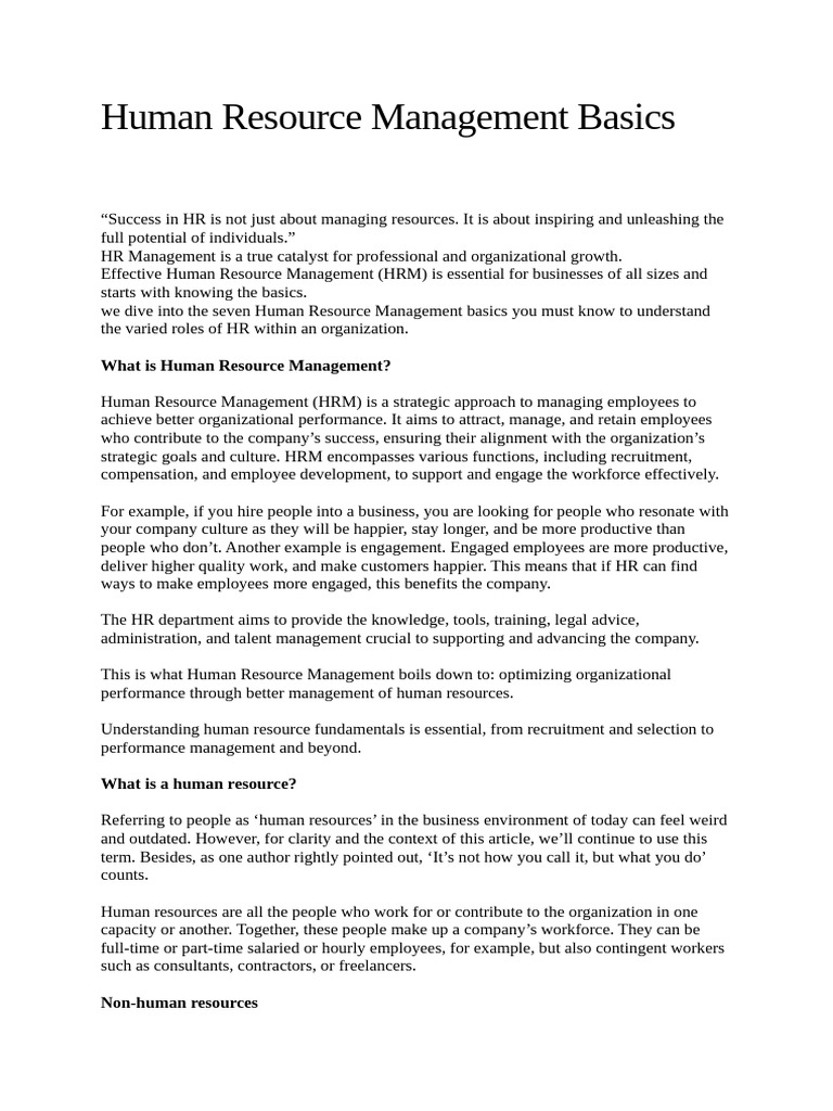 HR Management Essentials Explained | PDF | Human Resource Management ...
