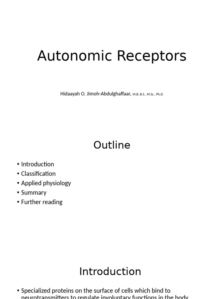 Overview of Autonomic Receptors | PDF | Receptor (Biochemistry ...
