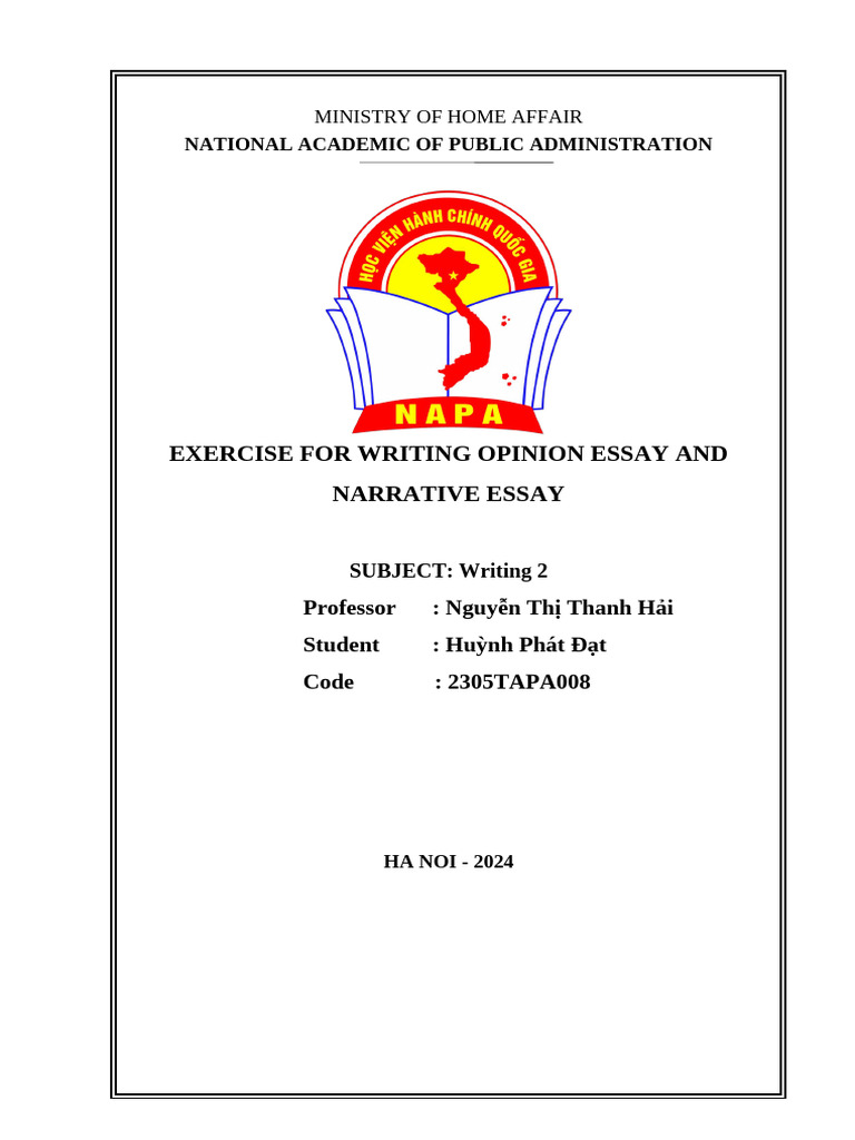 Exercise For Writing Opinion Essay and Narrative Essay: National ...