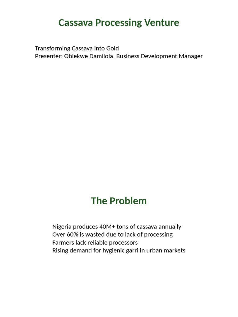 Cassava Processing Business Proposal | PDF