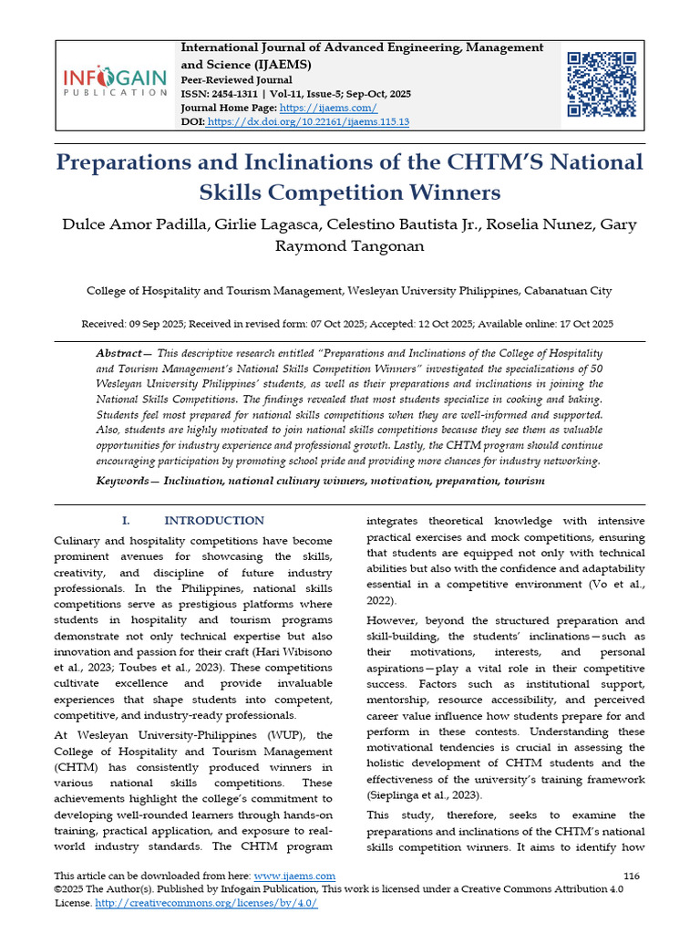 CHTM National Skills Competition Insights | PDF | Mentorship | Motivation