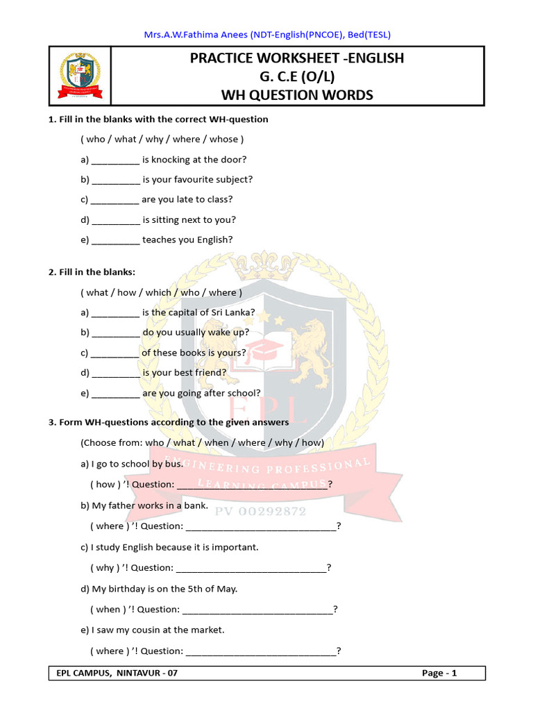 WH Question | PDF