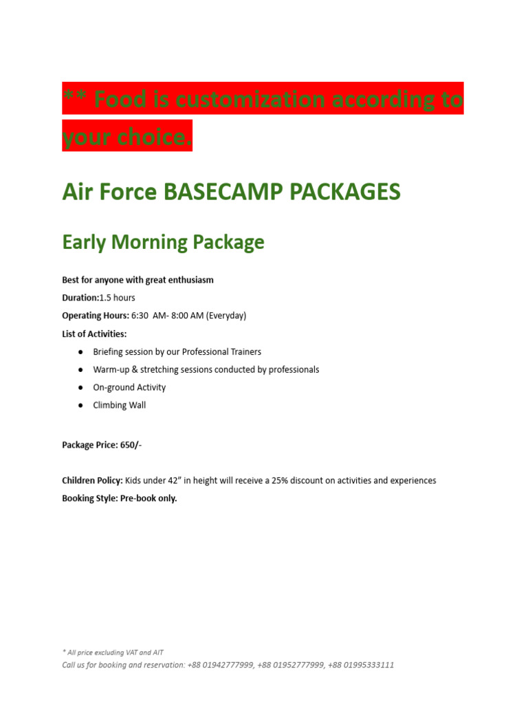 AFBC Packages 21 June 25 | PDF | Lunch | Cuisine
