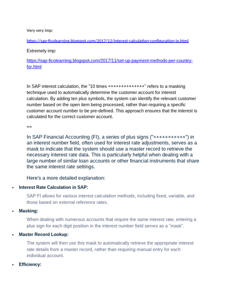 SAP Interest Calculation | PDF