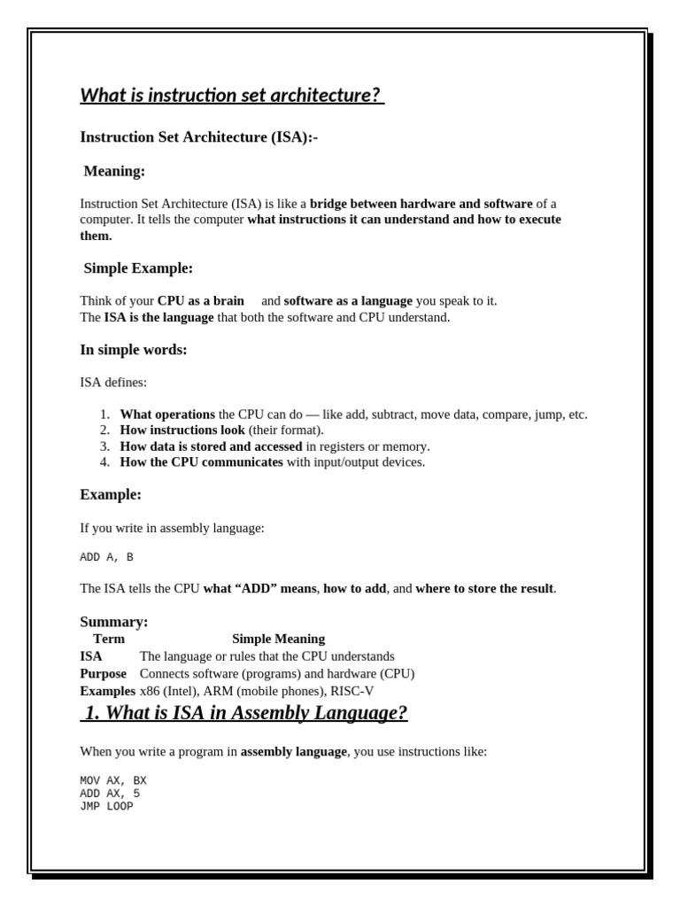 What Is Instruction Set Architecture | PDF | Central Processing Unit ...