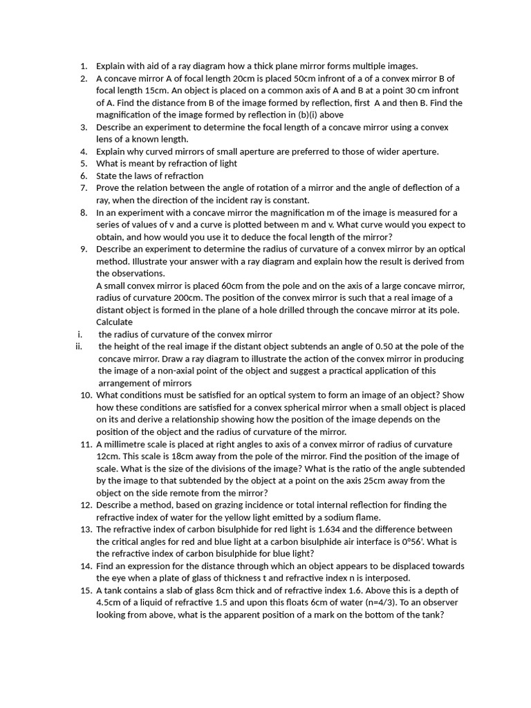 Light A Level | PDF | Mirror | Refraction