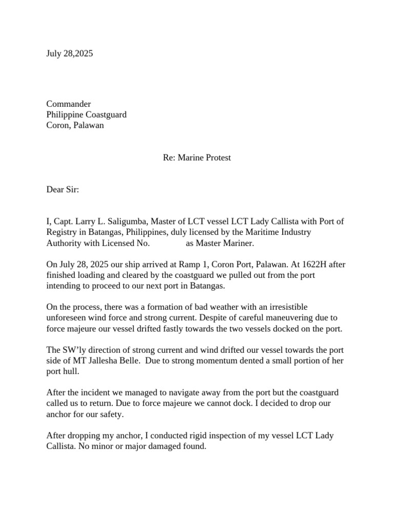 Incident Report, 28 July, Coron | PDF