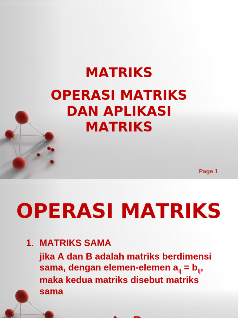 Operasi Matriks Dan Aplikasi Matriks-1 | PDF