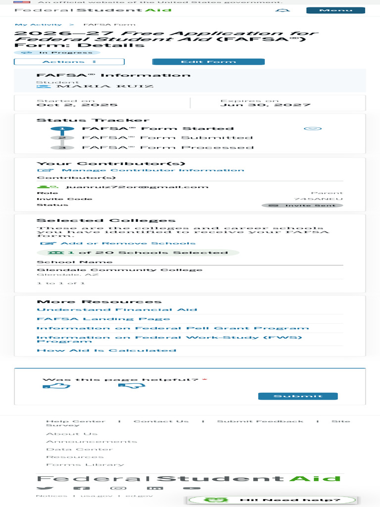 FAFSA Details My Activity Federal Student Aid | PDF