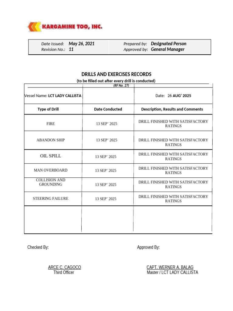 Drills and Exercises Records Sep e | PDF