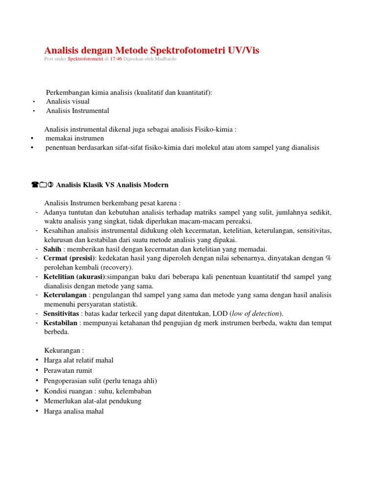Analisis Dengan Metode Spektrofotometri UV | PDF