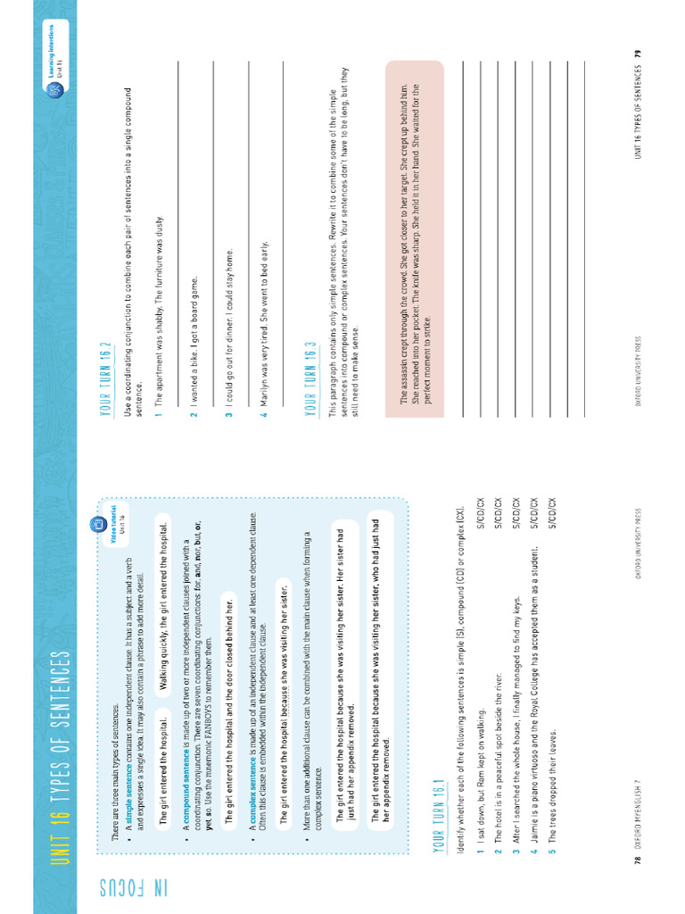 OME7 - Unit 16 Types of Sentences | PDF