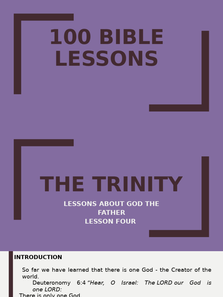 Lesson 4 The Trinity | PDF | Trinity | God The Father