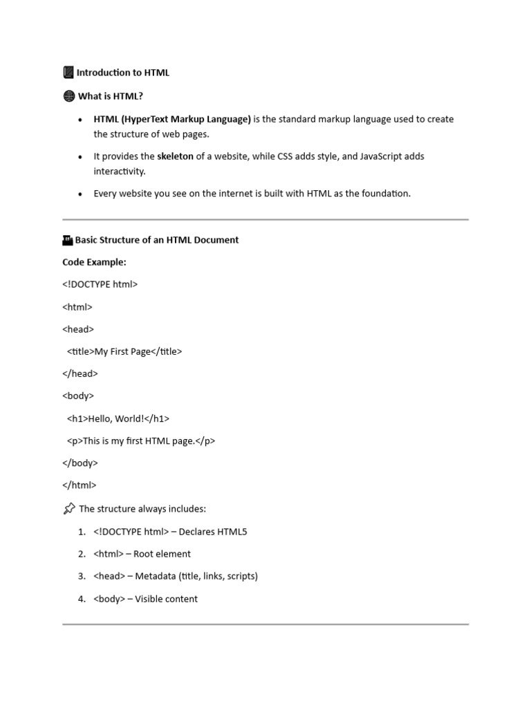 Day-2 Intoduction of HTML | PDF