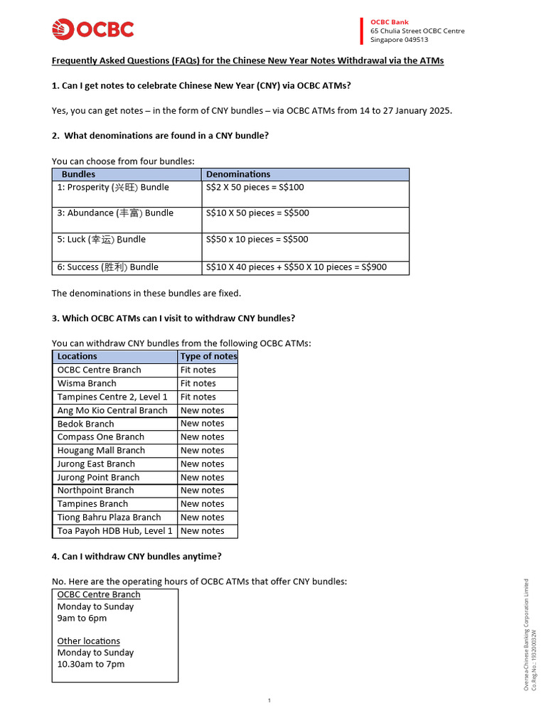 OCBC CNY Notes Withdrawal 2025 Guide | PDF | Debit Card | Service ...