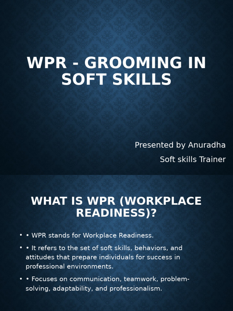 WPR and Grooming Soft Skills | PDF
