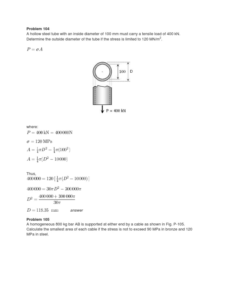 Strength of Materials Problem Set | PDF | Stress (Mechanics ...