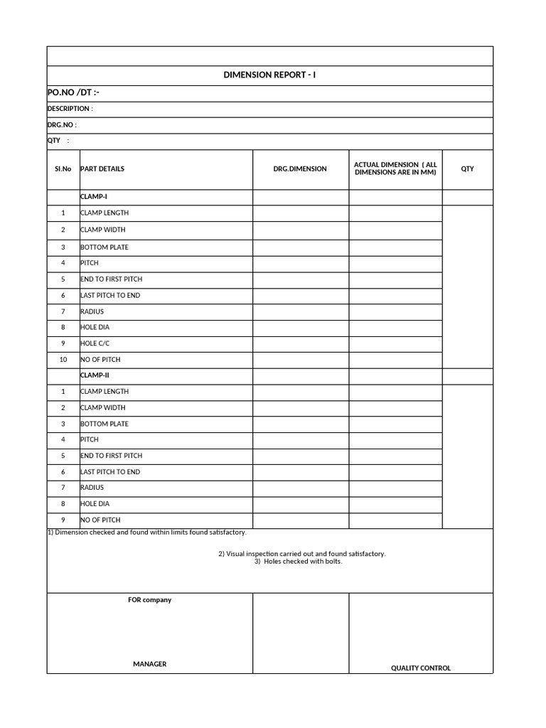 Dimension Report Format | PDF
