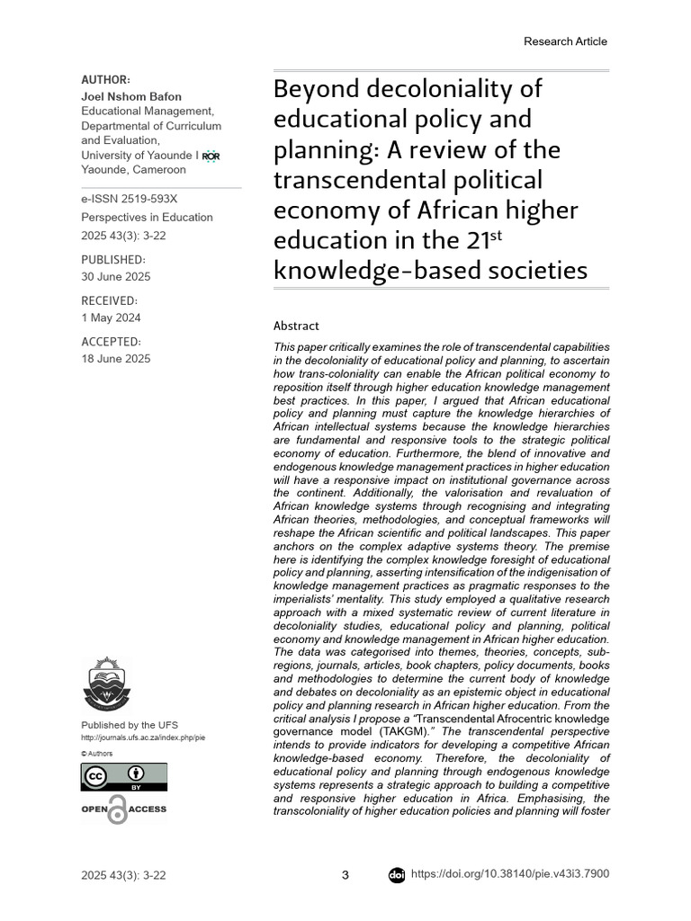 Decoloniality in African Higher Education | PDF | Governance ...