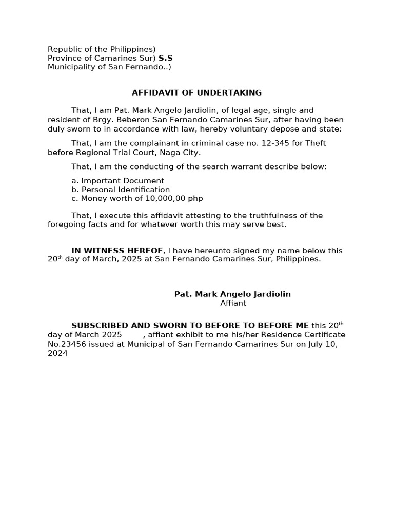 Undertaking Copy 1 | PDF