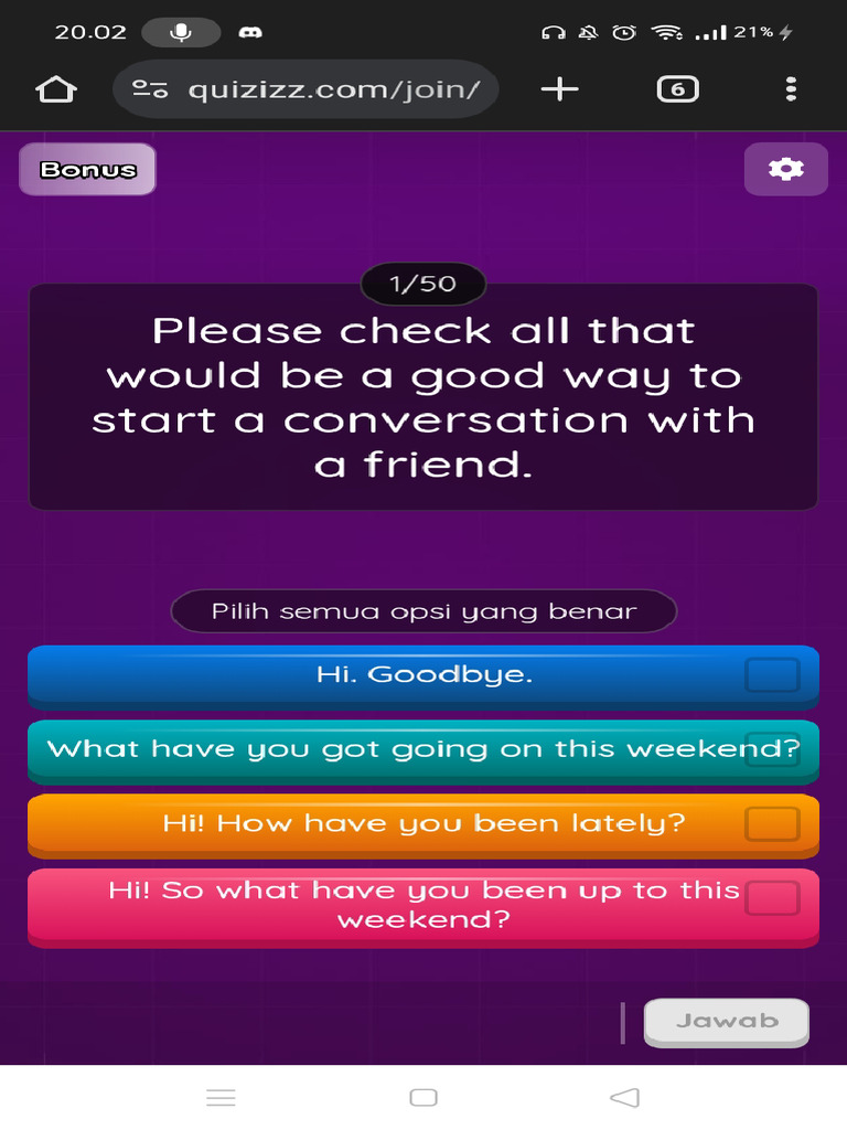 Soal Quizizz English 1 5 | PDF