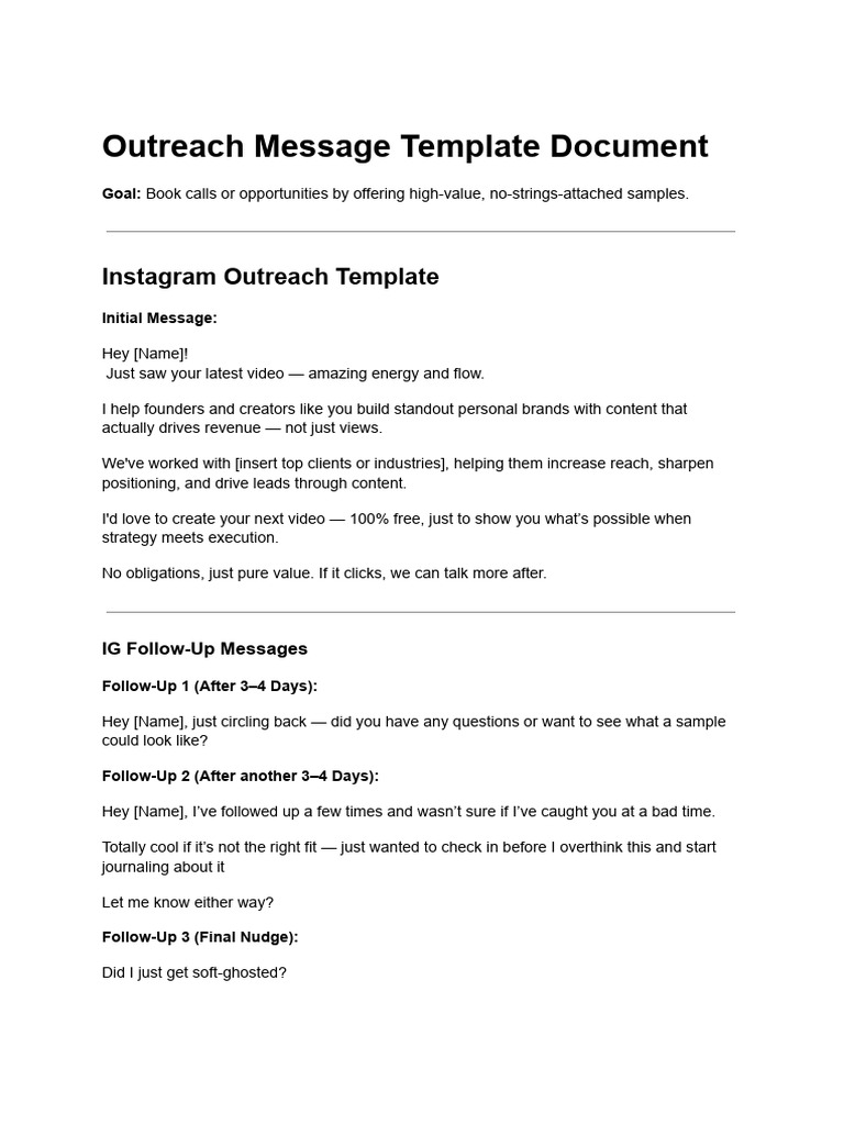 Outreach Message Templates for Creators | PDF