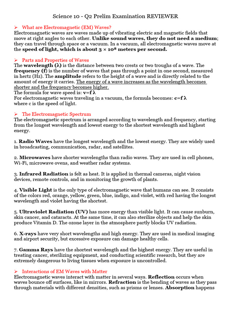 Electromagnetic Waves Study Guide | PDF | Electromagnetic Radiation ...