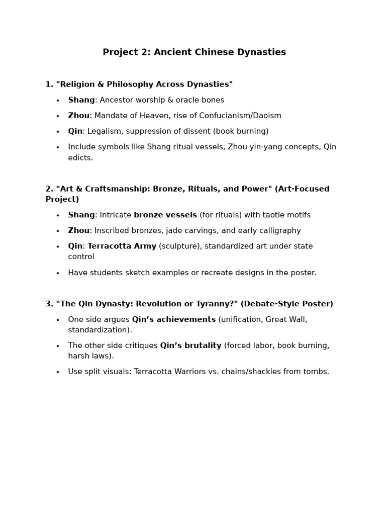 G8 Chinese Dynasties Project | PDF