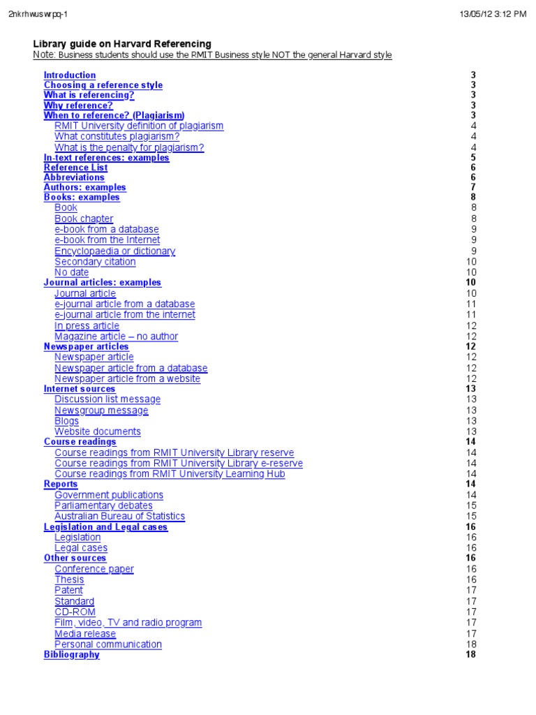 Harvard Referncing RMIT | PDF | Plagiarism | Citation