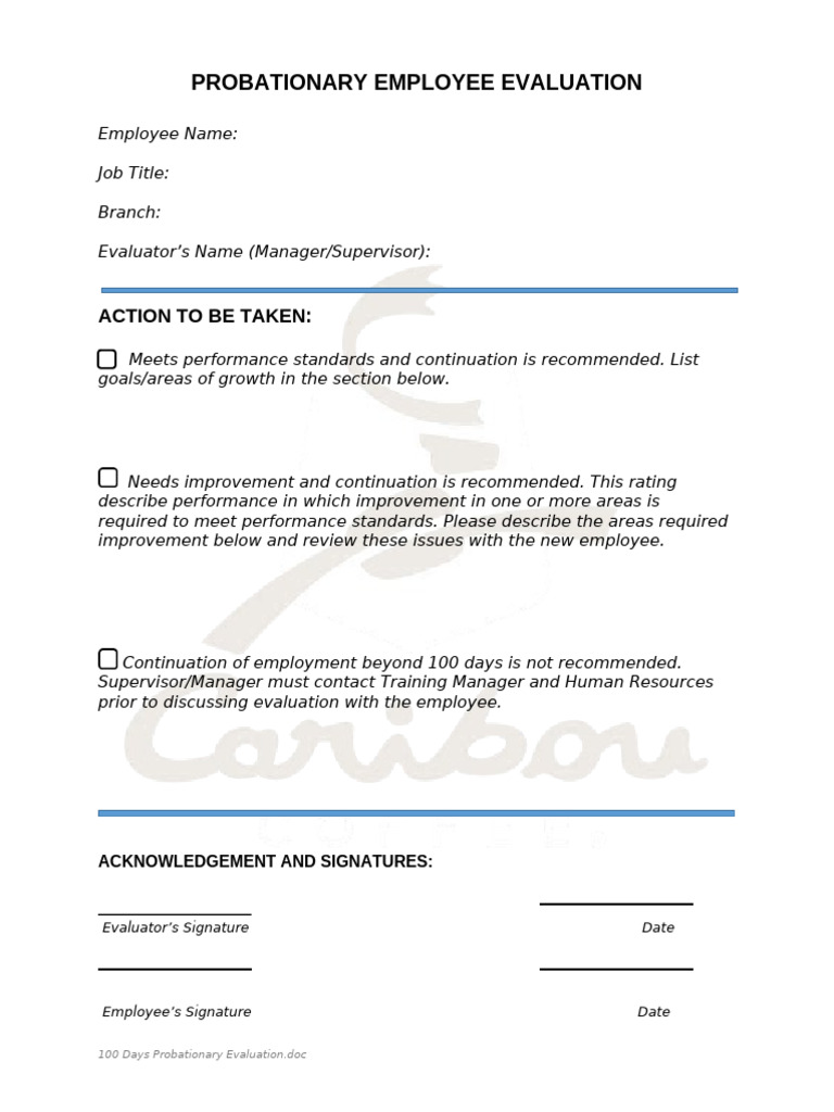 4.probationary Employee Evaluation Form | PDF