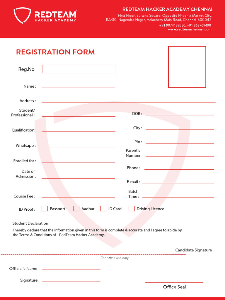 Registration - Form & NDA - CHENNAI | PDF | Non Disclosure Agreement ...