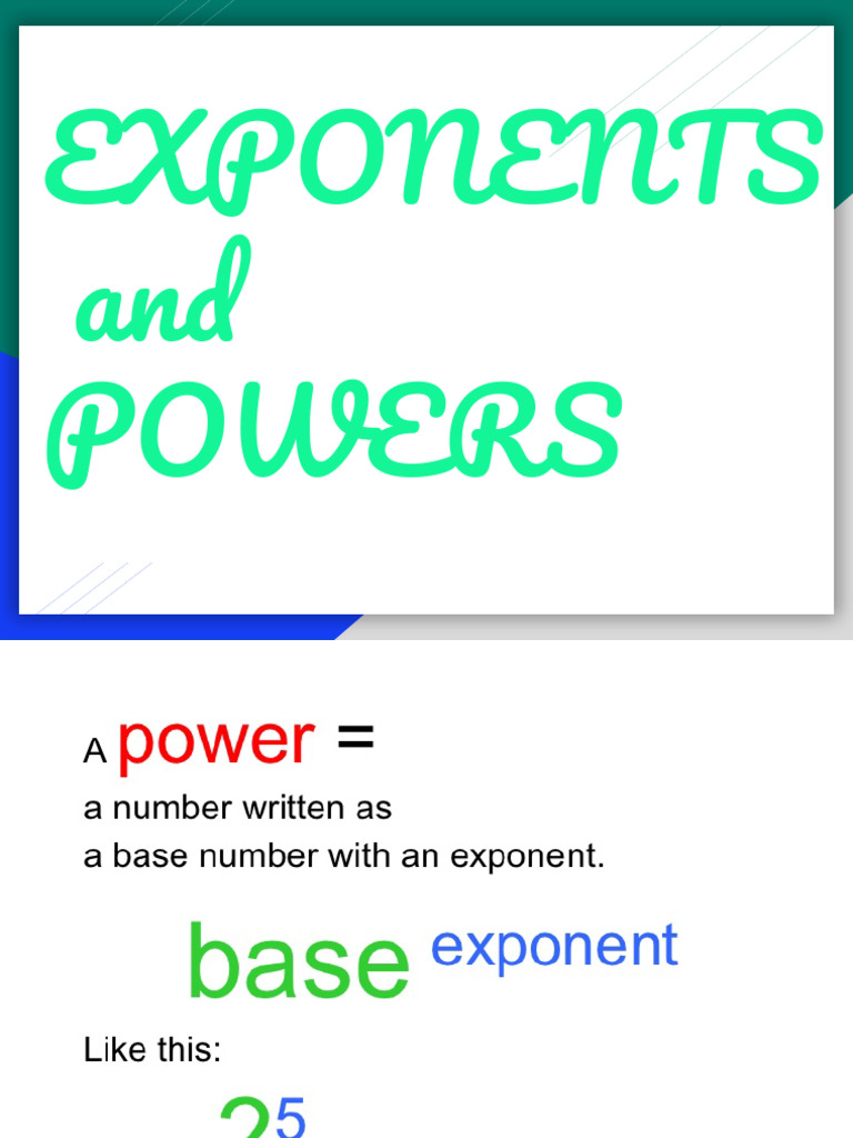 Exponents and Powers (Print) | PDF