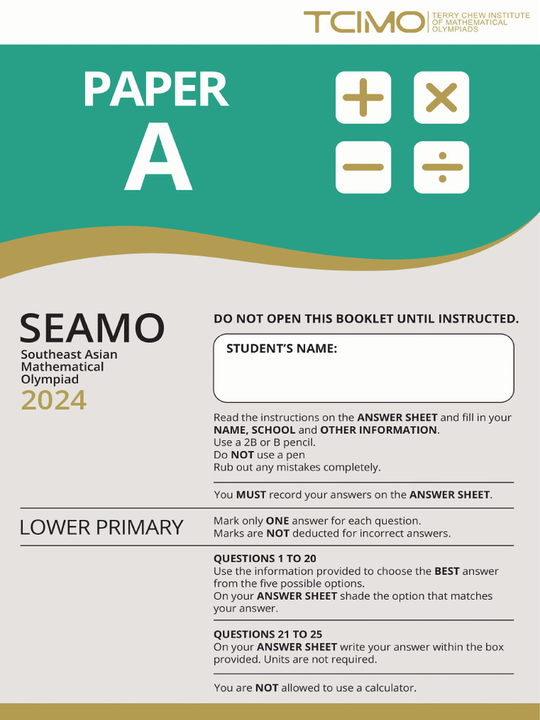 SEAMO 2024 Math Problem Set | PDF | Mathematics | Arithmetic