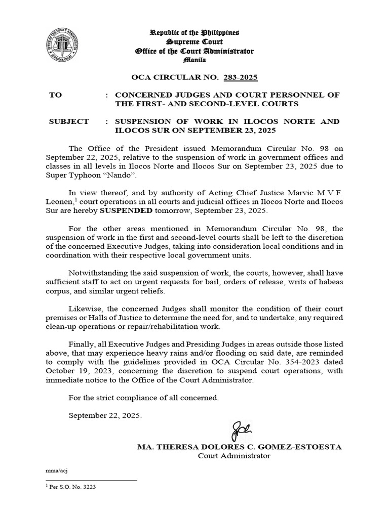 OCA Circular No. 283-2025 | PDF