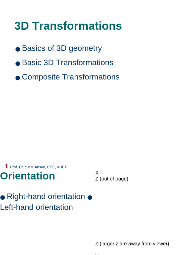 3D Transformations: Geometry & Equations | PDF | Coordinate System ...