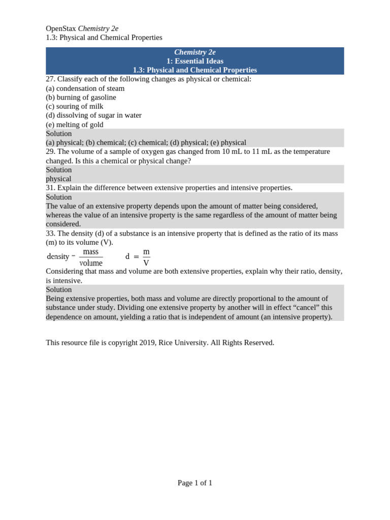 Extensive vs. Intensive Properties Explained | PDF