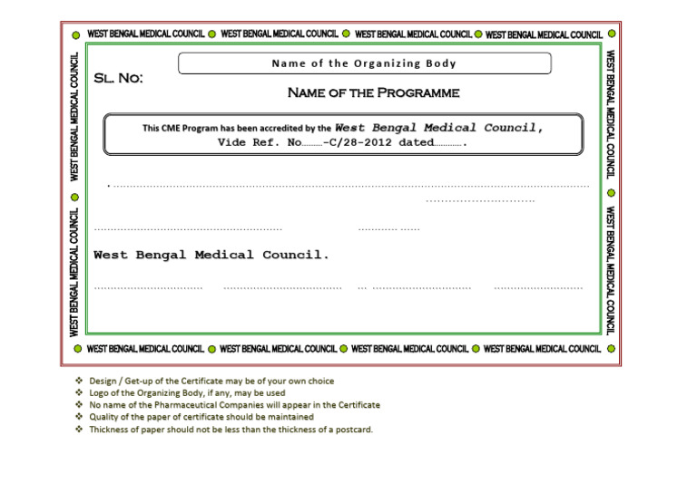 Proforma Certificate For CME Programme | PDF
