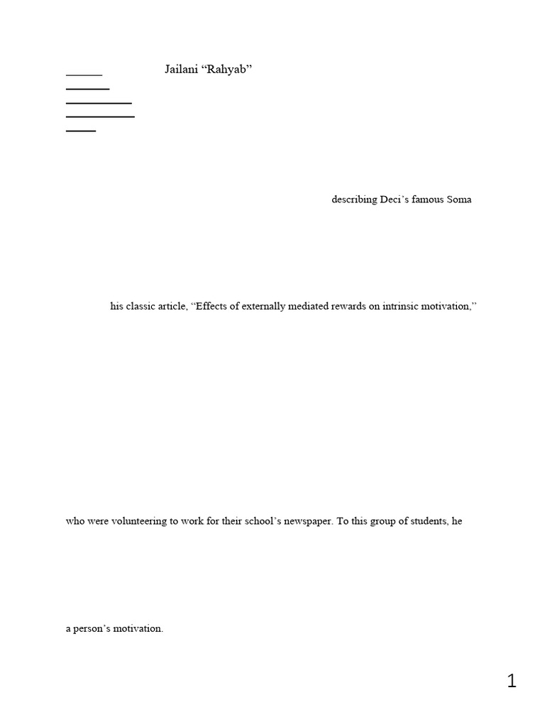 Assignment #5 - APA Style Activity 1 | PDF | Citation | Motivation