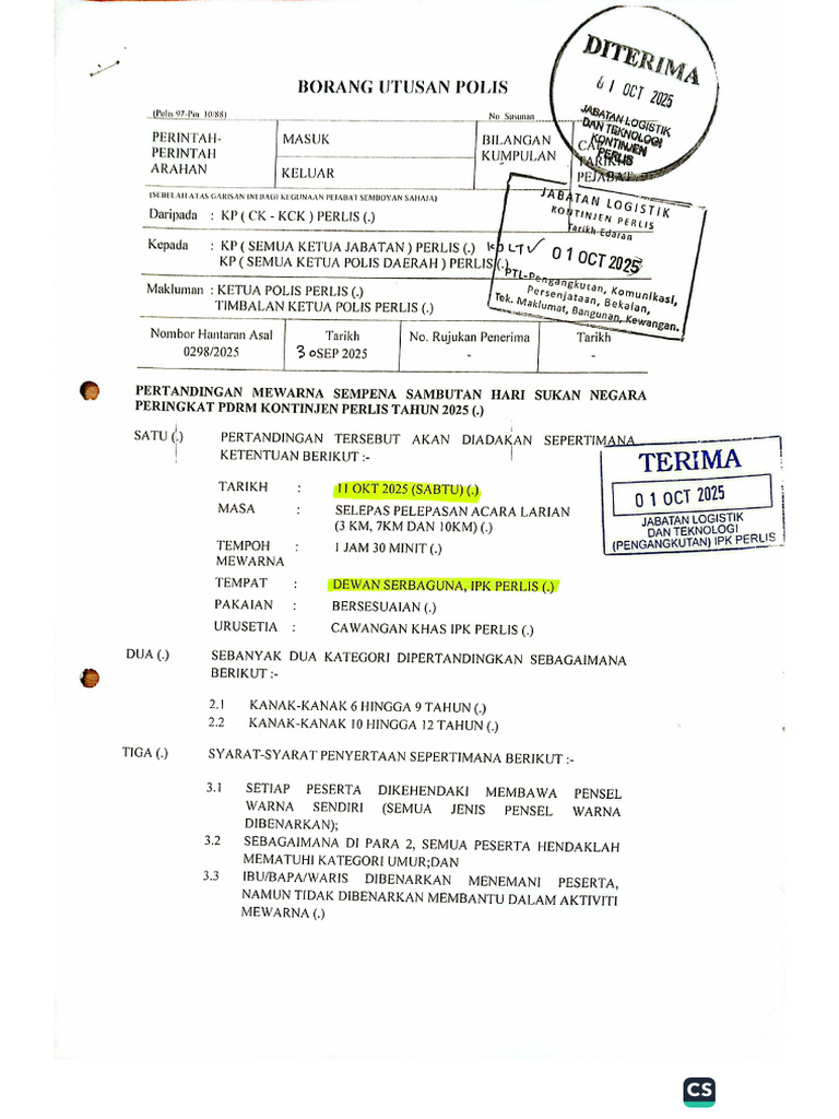 Pertandingan Mewarna Sempena Sambutan Hari Sukan Negara Peringkat Pdrm ...