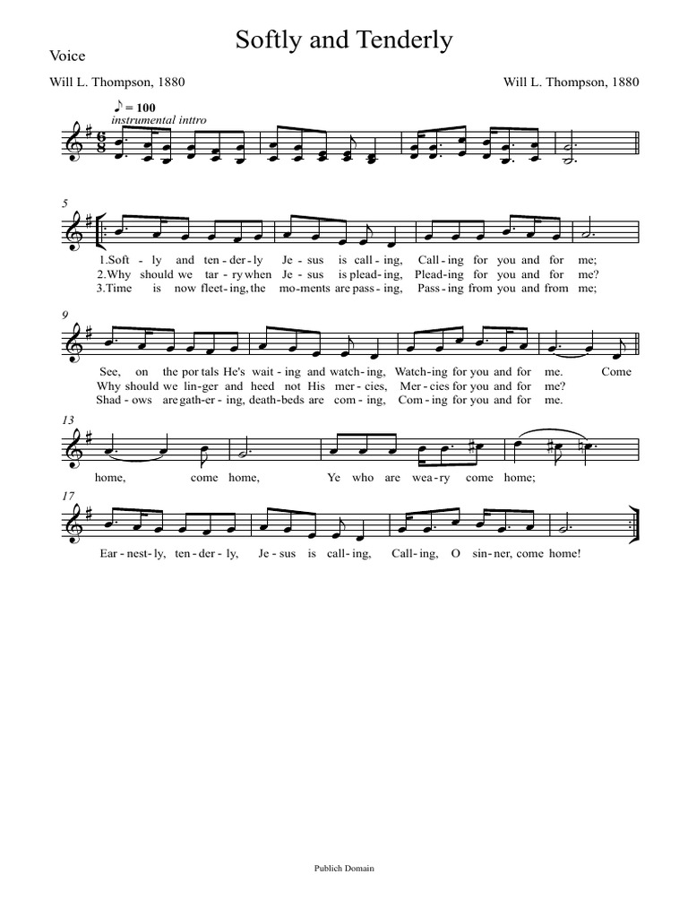 Softly and Tenderly Lyrics Analysis | PDF