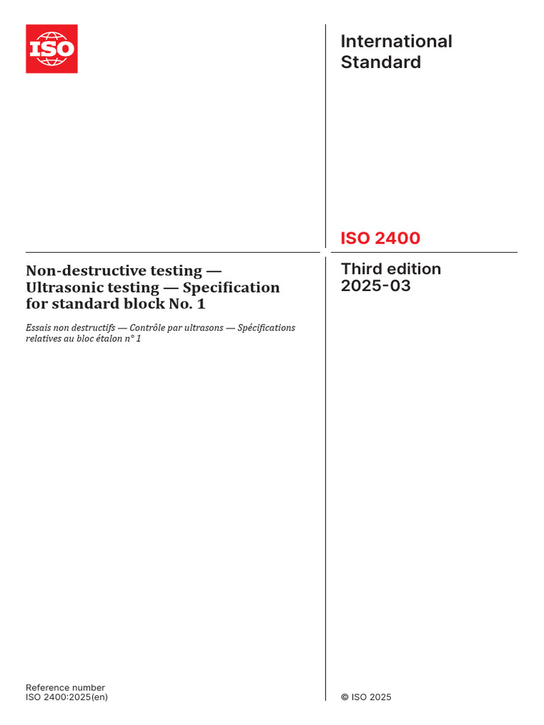 ISO 2400:2025 Ultrasonic Testing Standard | PDF | International ...