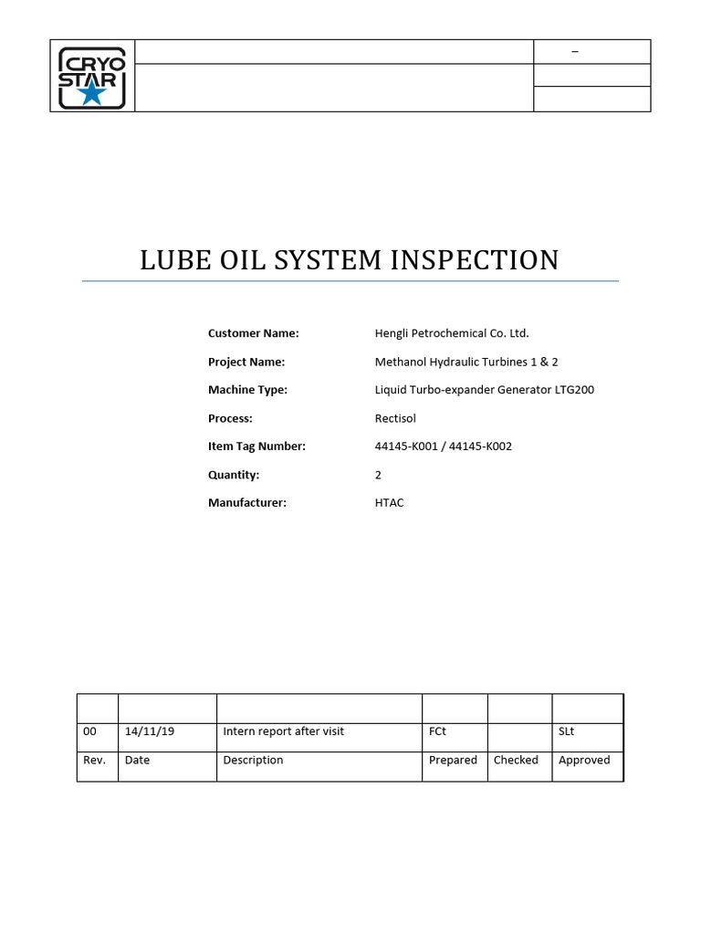 FID60 - Lube Oil System inspection report 恒力油系统验收报告 | PDF | Pump | Pipe ...
