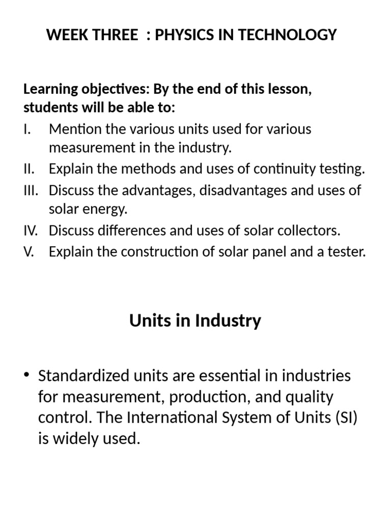 Week 3 Physics in Technology | PDF | Solar Panel | Solar Energy