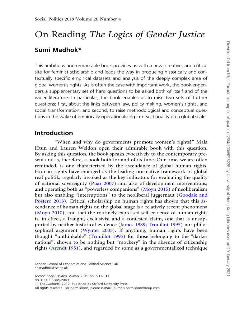 Analyzing Gender Justice Logics | PDF | Intersectionality | Gender