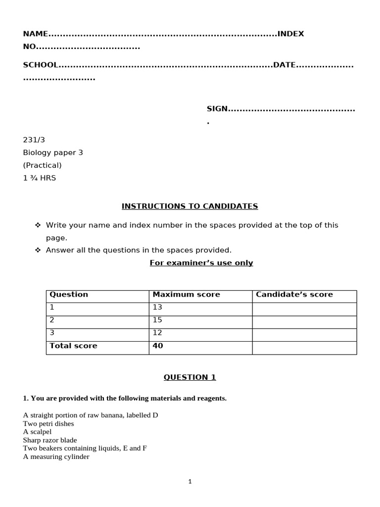 Biology Practical Exam 28.05.2025 | PDF | Leaf | Foods