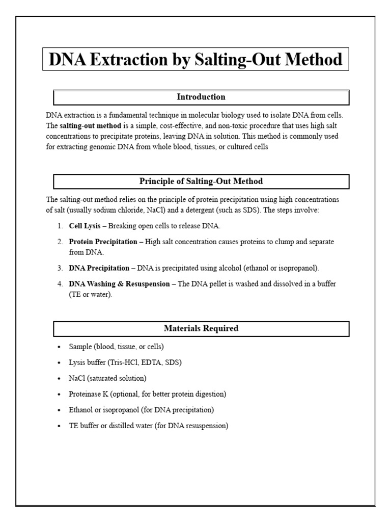 Salt's Role in DNA Extraction Process | PDF | Macromolecules ...
